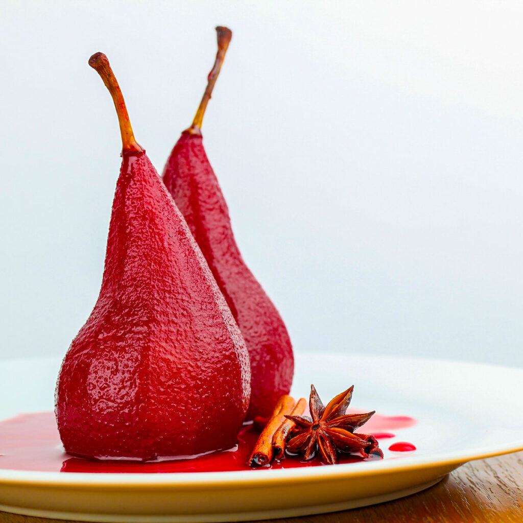 Red Wine Poached Pears (Gluten Free) • The Heritage Cook
