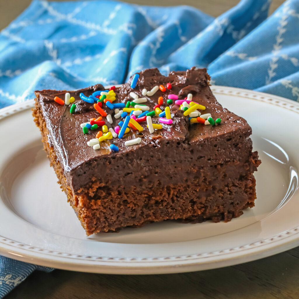 Frosted Devil's Food Chocolate Cake (Gluten Free) • The Heritage Cook