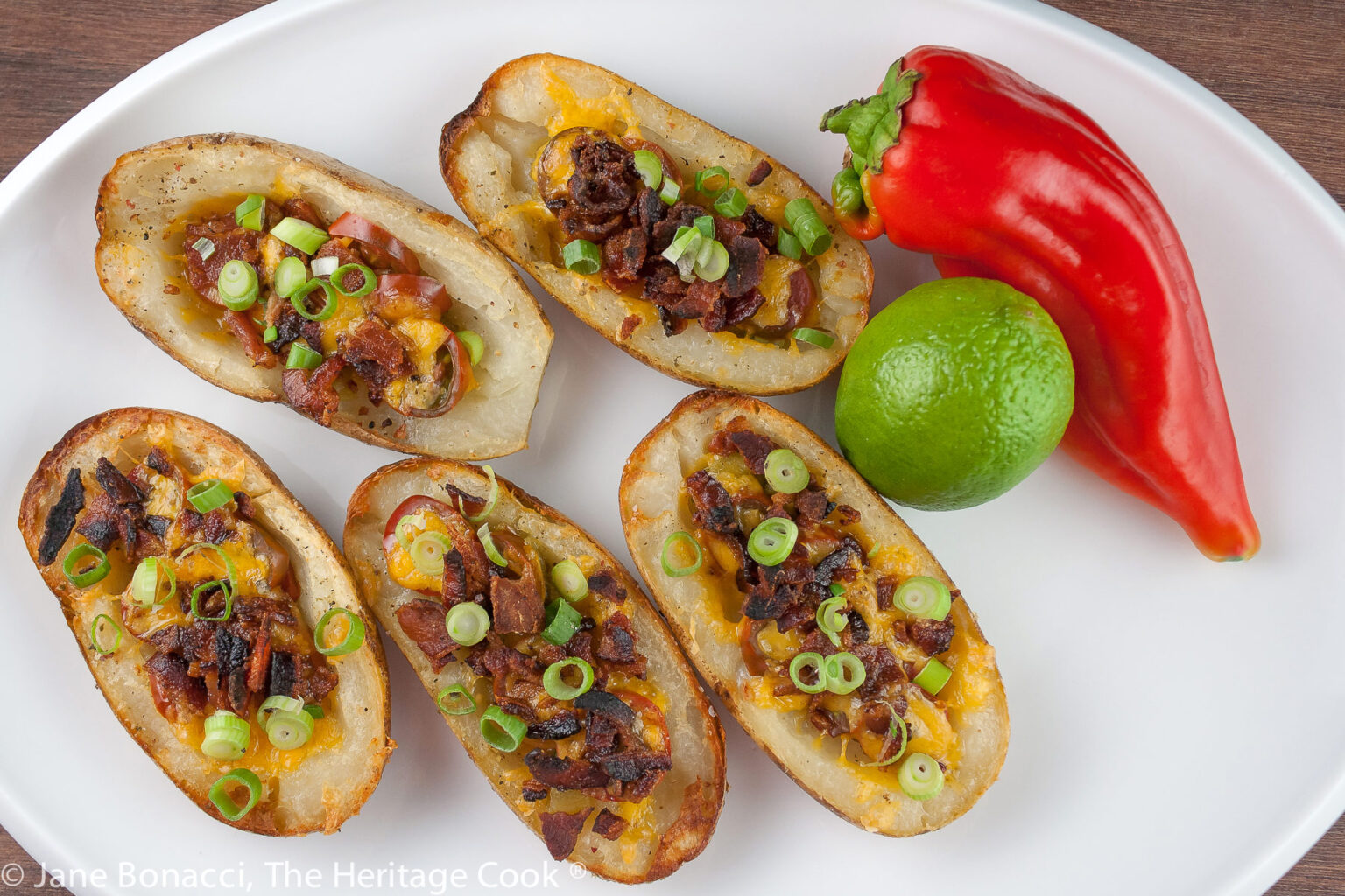 Fully Loaded Green Chile Potato Skins • The Heritage Cook
