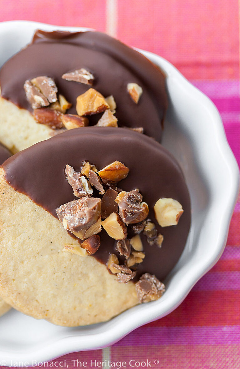Toffee Topped Chocolate Dipped Butter Cookies (Gluten-Free) • The ...