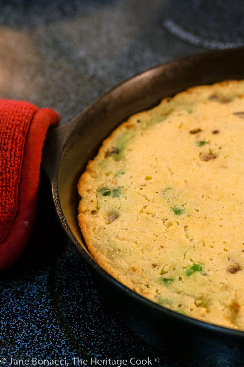 Ham and Cheese Skillet Cornbread (Gluten-Free) • The Heritage Cook
