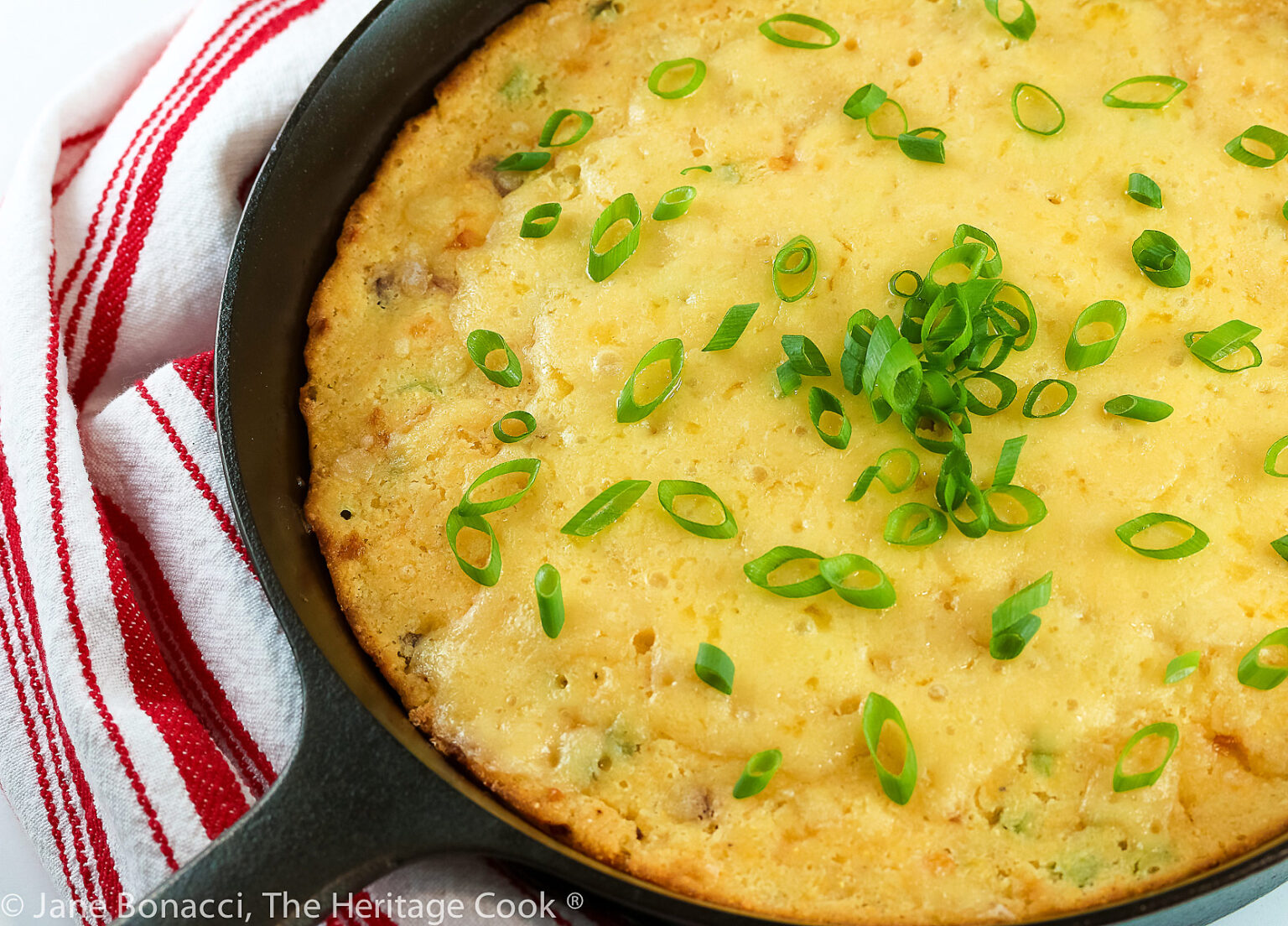 Ham and Cheese Skillet Cornbread (Gluten-Free) • The Heritage Cook