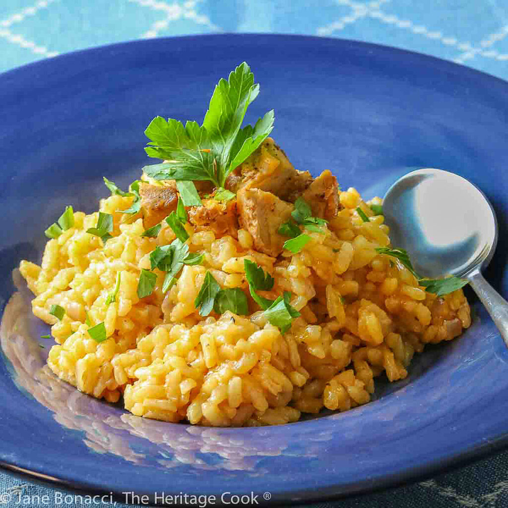 Chorizo Risotto with Chicken (Gluten Free) • The Heritage Cook