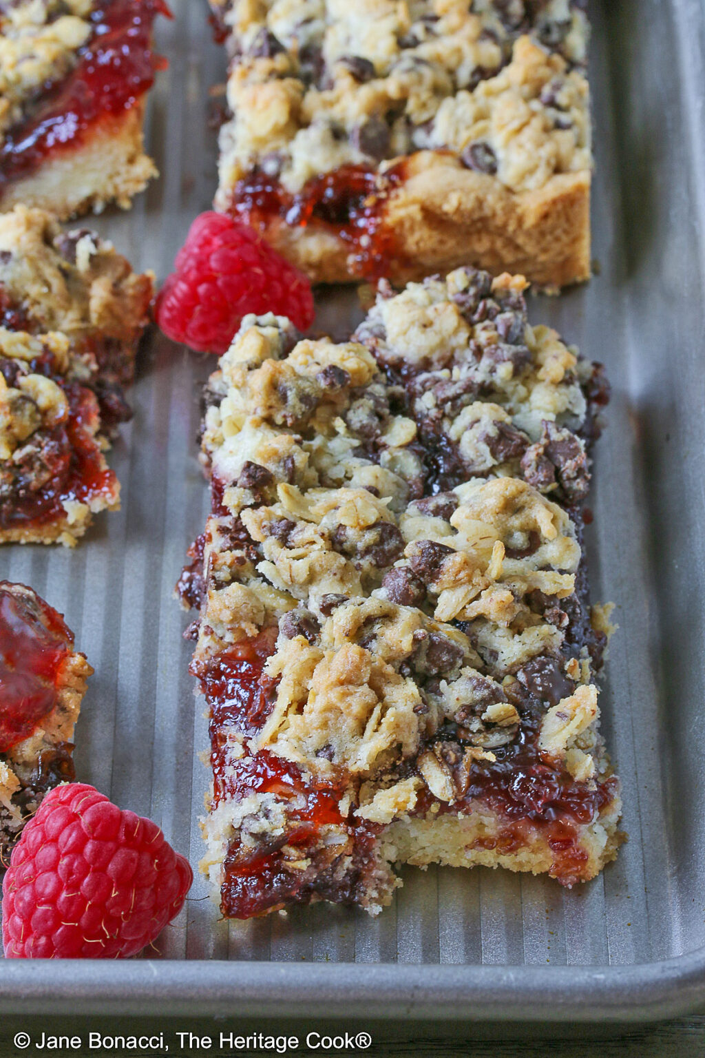 Chocolate Raspberry Oat Bars (GF) • The Heritage Cook