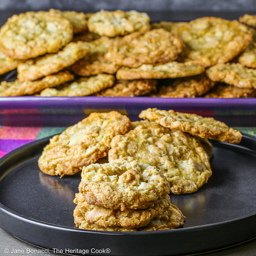 Crispy Ranger Cookies with White Chocolate (GF) • The Heritage Cook