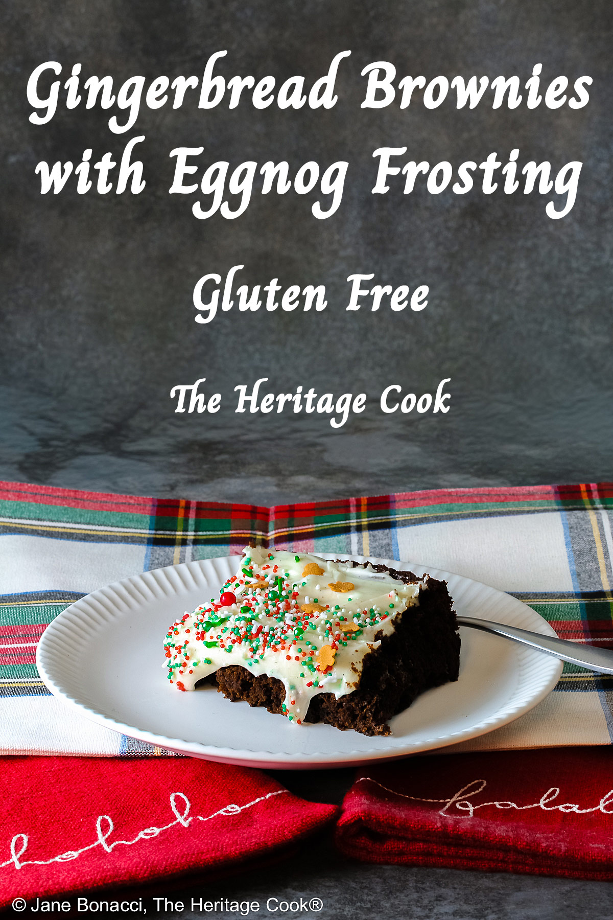 Gingerbread Brownies with Eggnog Frosting (GF) • The Heritage Cook